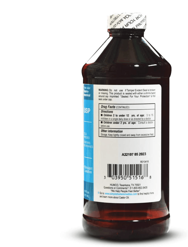 Humco Castor Oil USP Food Grade 16 oz - Promotes Skin - ePothex